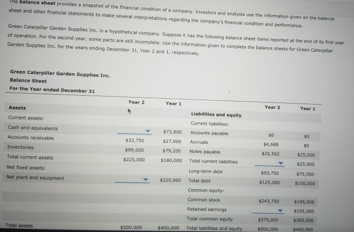 Solved the balance sheet provides a snapshot of the | Chegg.com