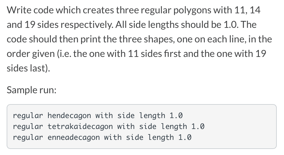 Solved Java Write Code Which Creates Three Regular Polygons