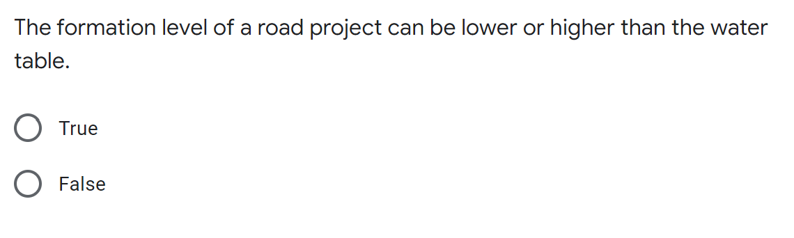 Solved The formation level of a road project can be lower or | Chegg.com