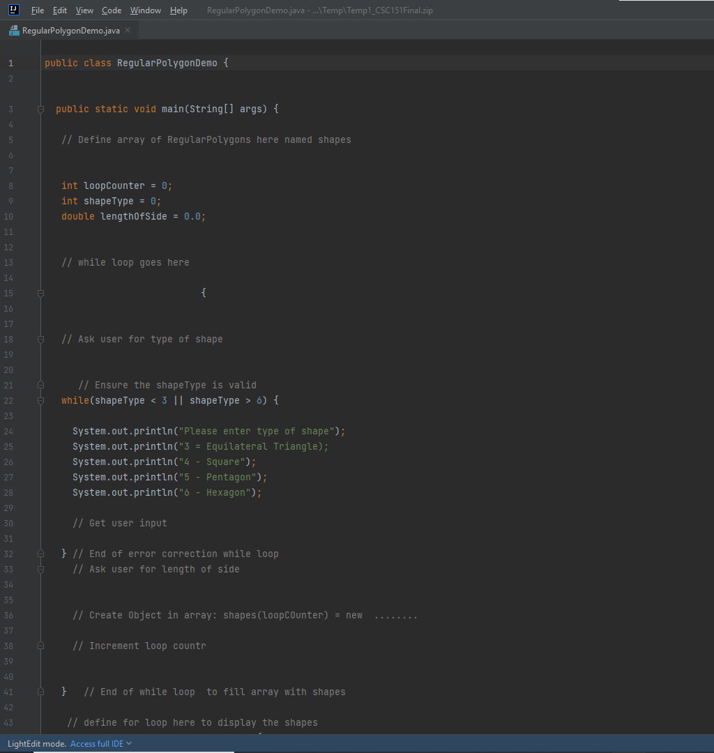 Solved File Edit View Code Window Help | Chegg.com