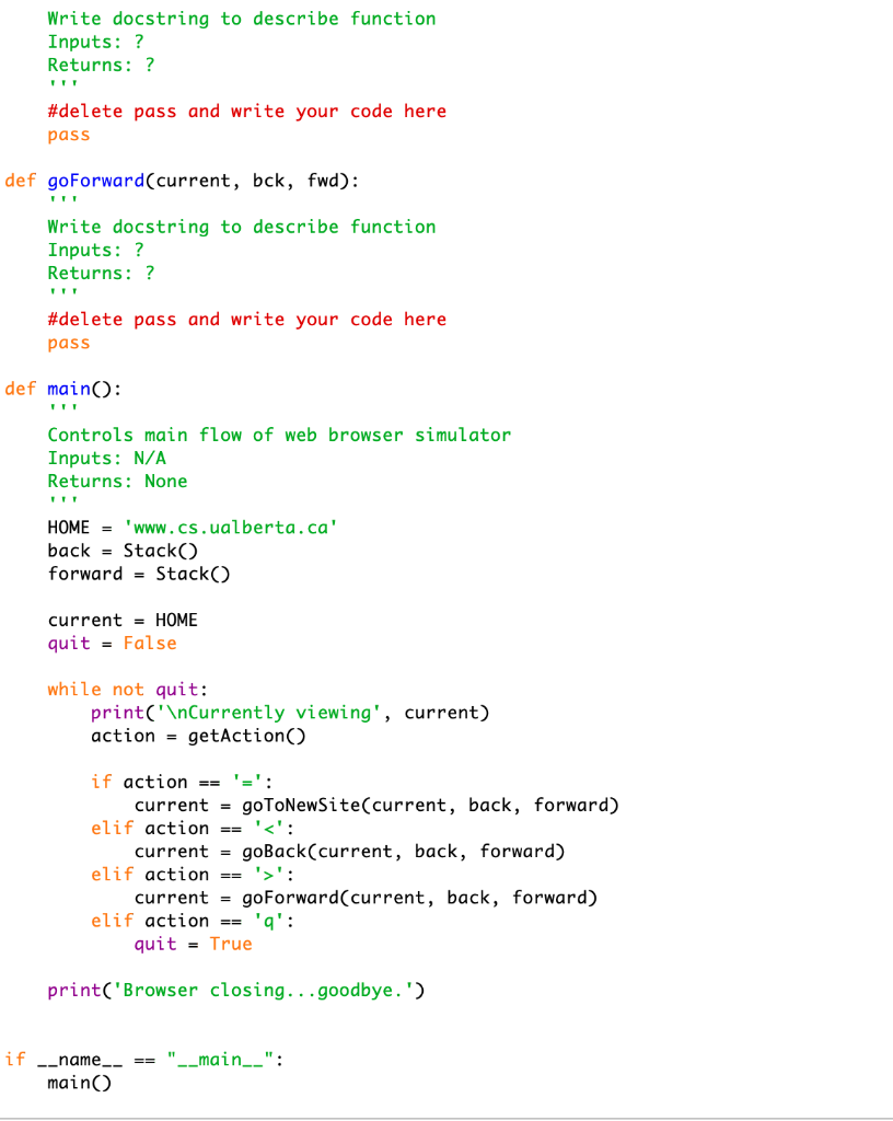 Lab 4, Exercise 2: Web browser simulator | Chegg.com