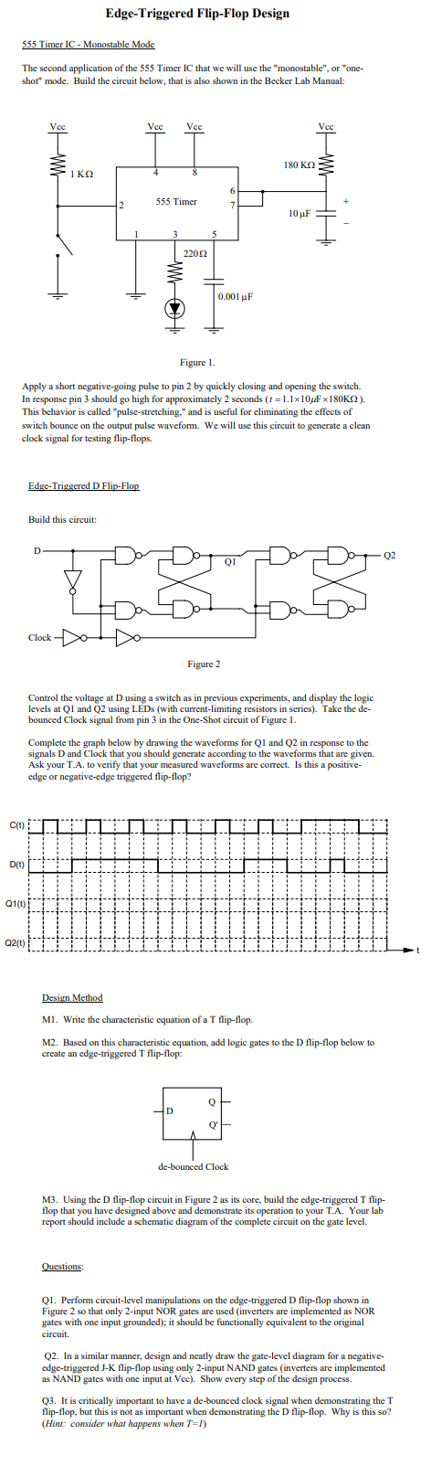 Solved Edge-Triggered Flip-Flop Design 555 Timer IC - | Chegg.com