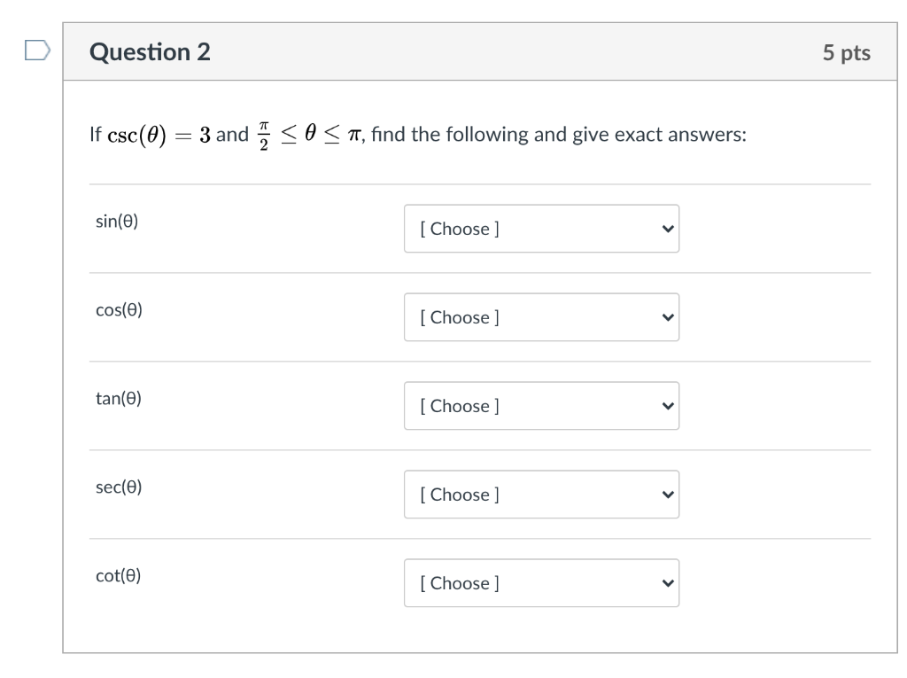 Solved If LaTeX: \csc\left(\theta\right)=3csc ⁡ ( θ ) = 3 | Chegg.com