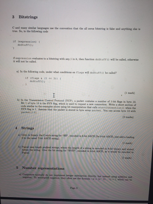 3 Bitstrings C and many similar languages use the | Chegg.com