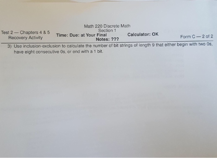 Solved Math 220 Discrete Math Section 1 Test 2 -Chapters 4&5 | Chegg.com