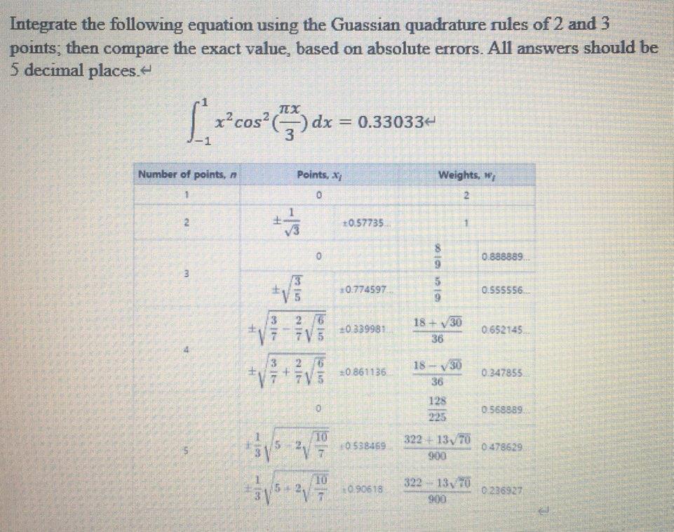 Solved Integrate the following equation using the Guassian | Chegg.com
