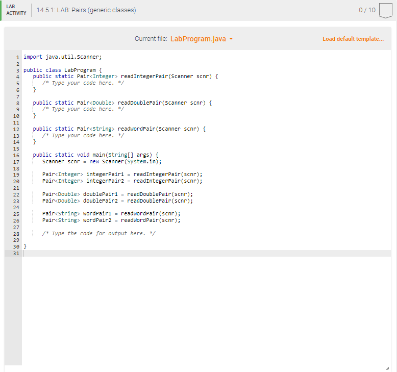 Solved Complete Pair.java by defining the following | Chegg.com