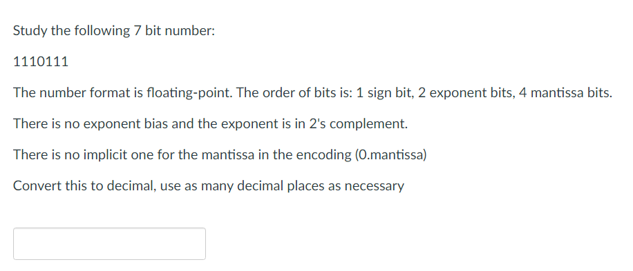 Solved Study the following 7 bit number: 1110111 The number | Chegg.com