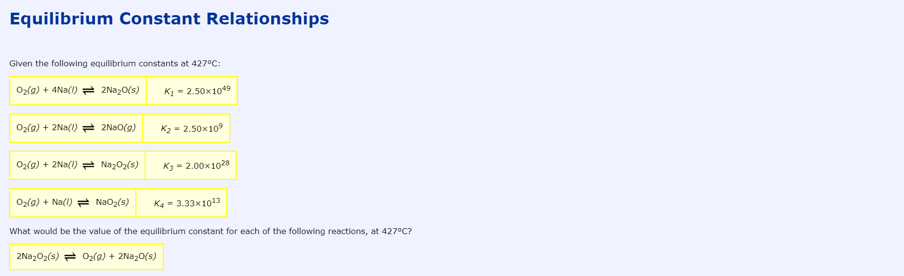 Solved Equilibrium Constant Relationships Given the | Chegg.com