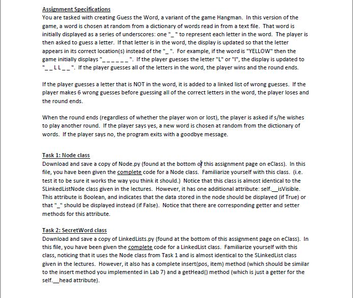 Assignment Specifications You are tasked with | Chegg.com