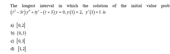 Solved of the initial value prob The longest interval in | Chegg.com