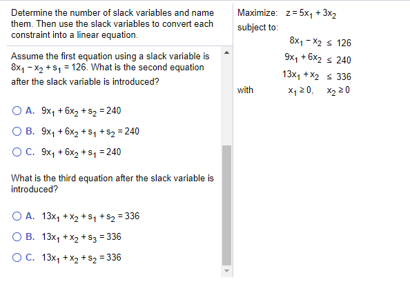 Solved Determine The Number Of Slack Variables And Name 1218
