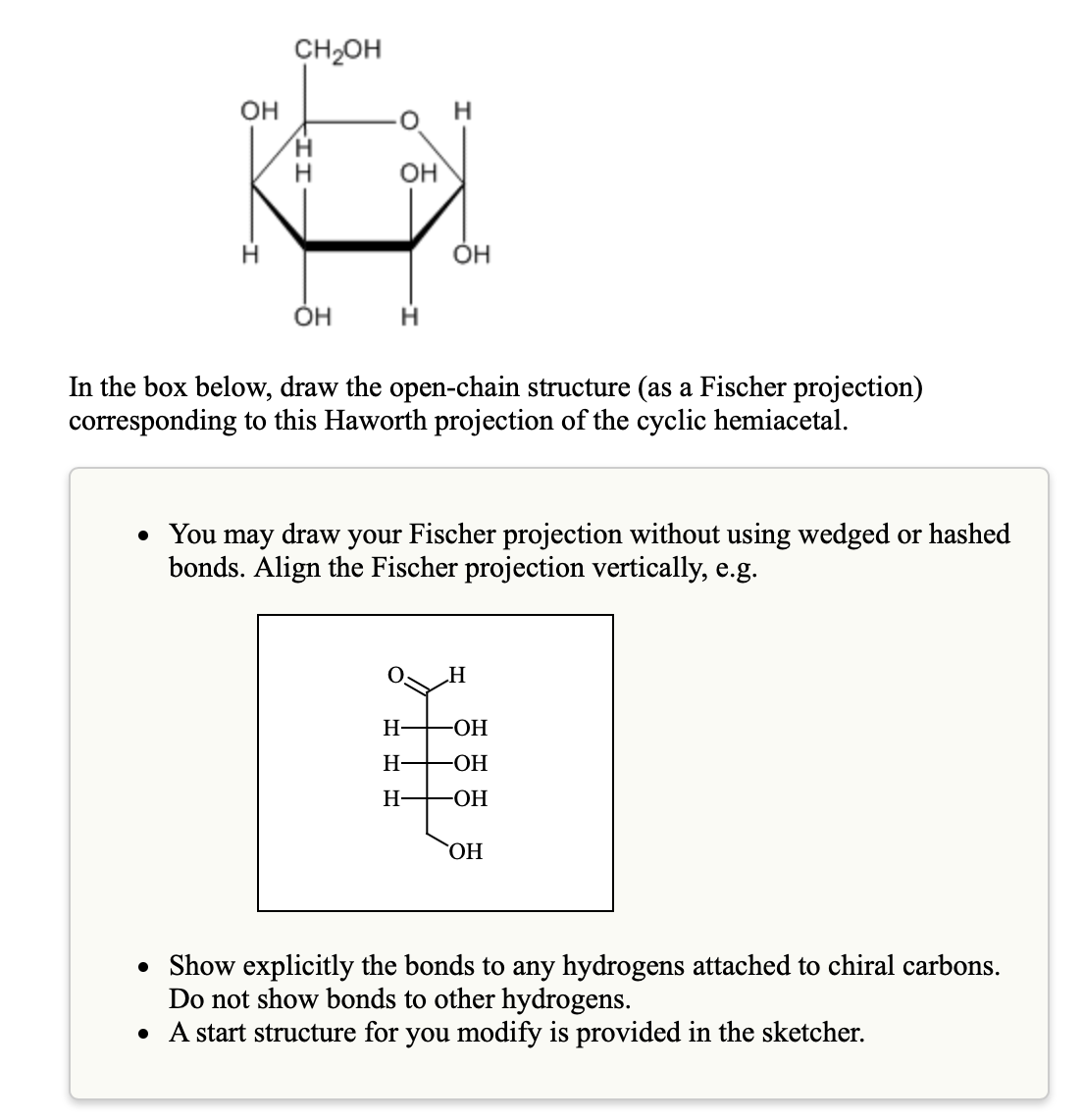 Solved In the box below, draw the open-chain structure (as a | Chegg.com