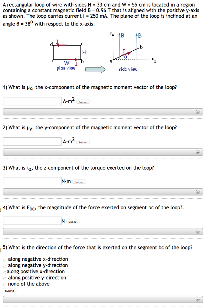 Solved A rectangular loop of wire with sides H33 cm and W- | Chegg.com