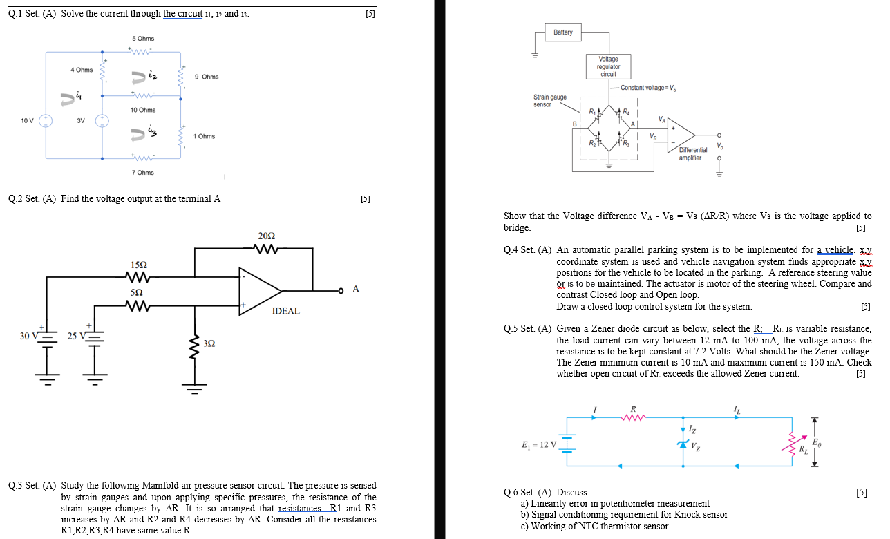 Solved Q.1 Set. (A) Solve the current through the circuit | Chegg.com