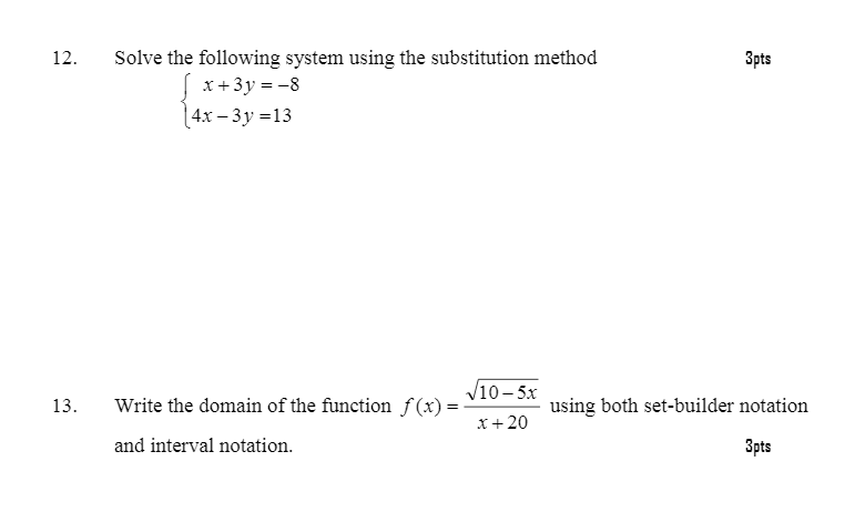 Solved 12. 3pts Solve the following system using the | Chegg.com Solved 12. 3pts Solve the following system using the | Chegg.com