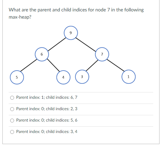 Solved What are the parent and child indices for node 7 in | Chegg.com