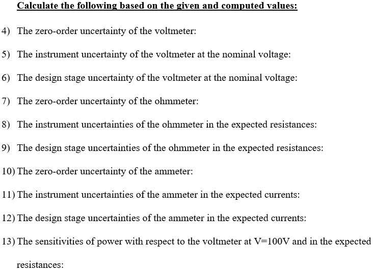 Solved Calculate the following based on the given and | Chegg.com