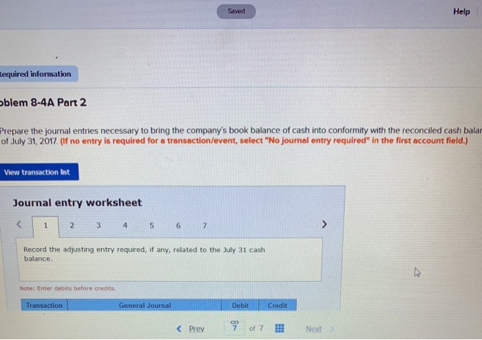 Solved Saved Help Required information Problem 8-4A | Chegg.com