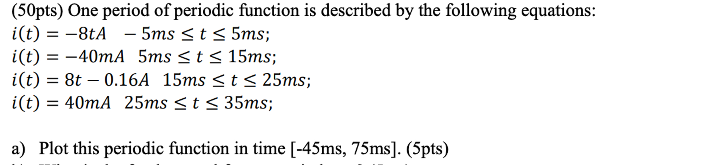 Solved (50pts) ﻿One period of periodic function is described | Chegg.com