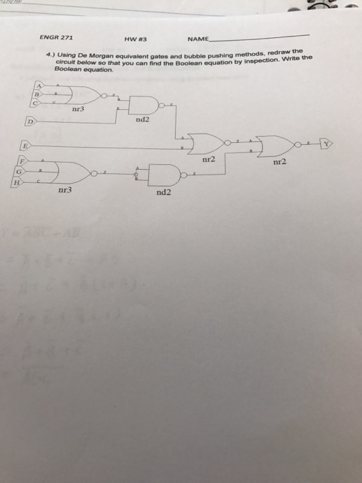 Solved Using Do Morgan equivalent gates and bubble pushing | Chegg.com