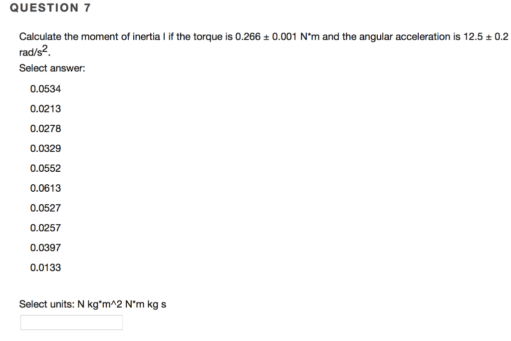 Solved QUESTION 7 Calculate the moment of inertial if the | Chegg.com