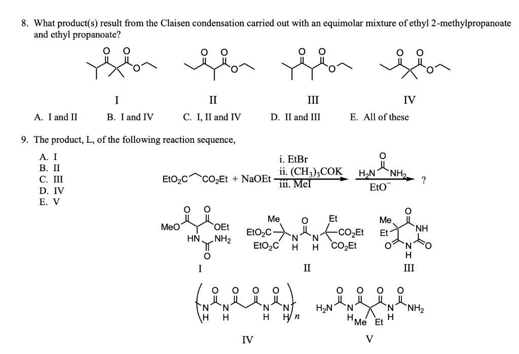 Solved 8. What product(s) result from the Claisen | Chegg.com