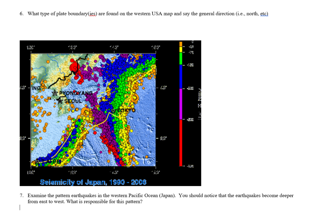 Solved 5. At what range of depths are most earthquakes that | Chegg.com