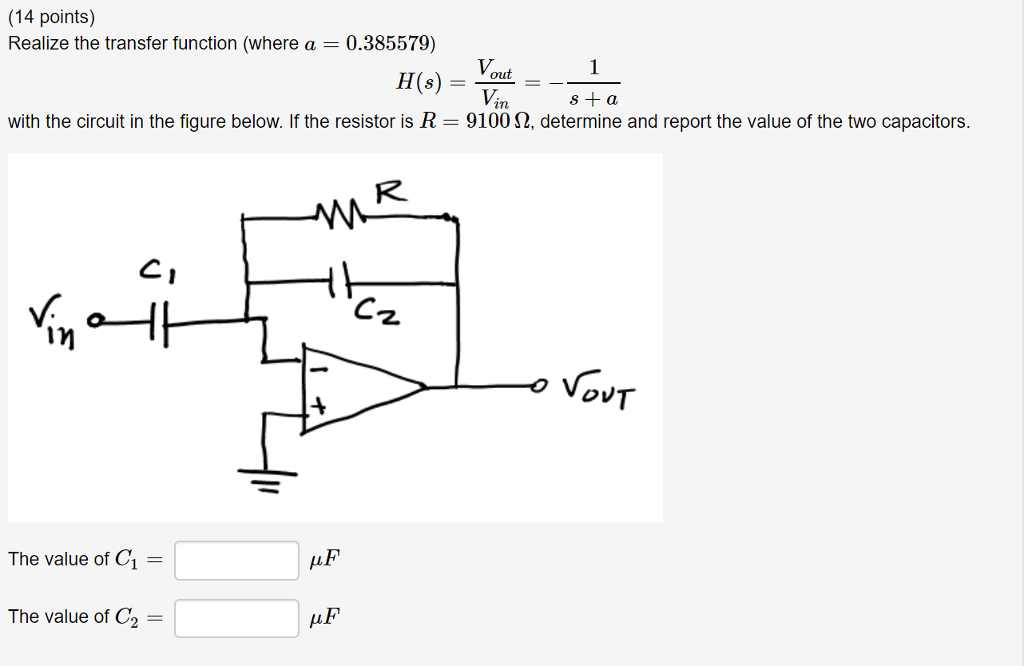 Solved 14 points) Realize the transfer function (where a - | Chegg.com