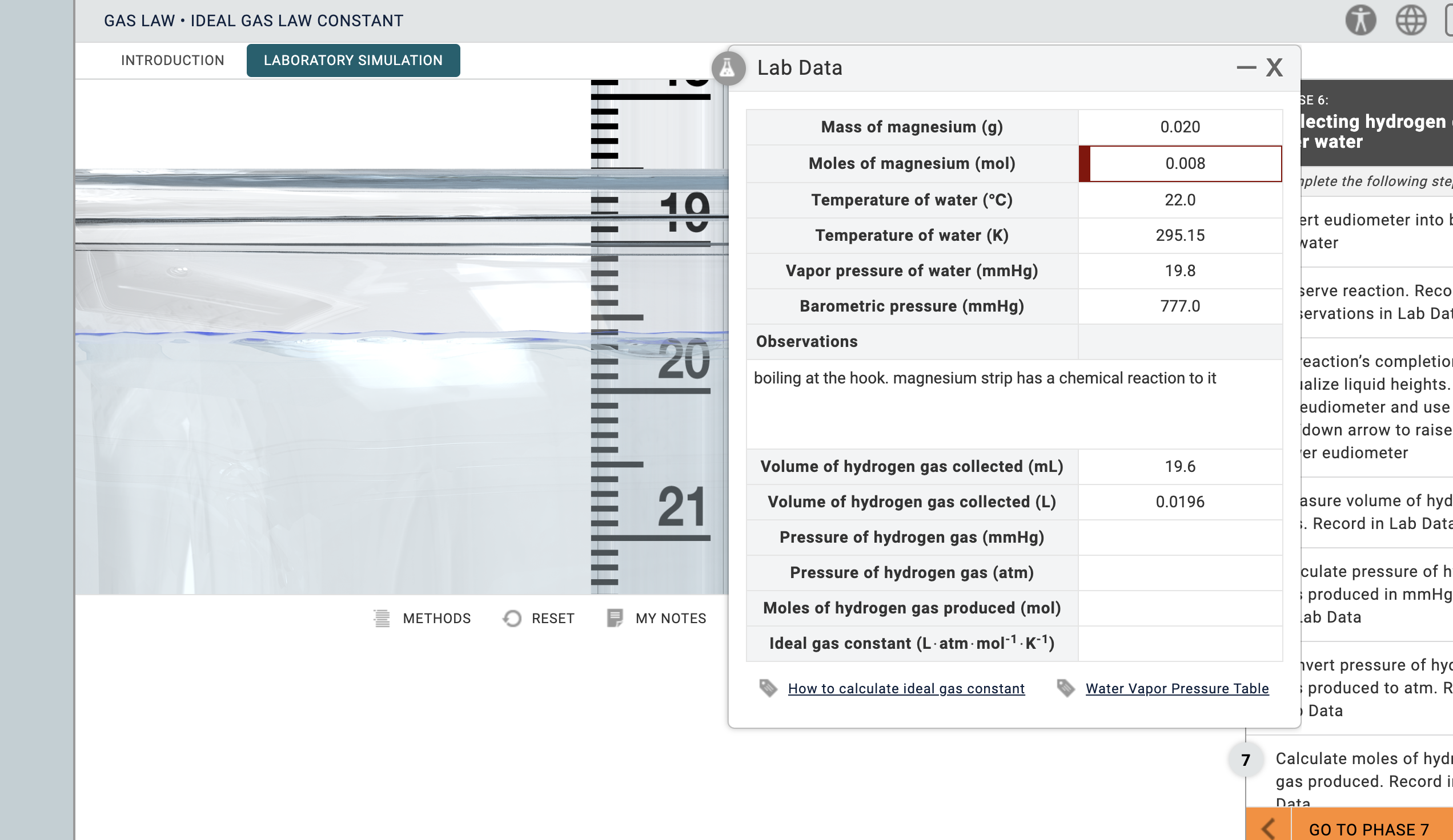 Solved ivert pressure of hy produced to atm. Data Calculate | Chegg.com