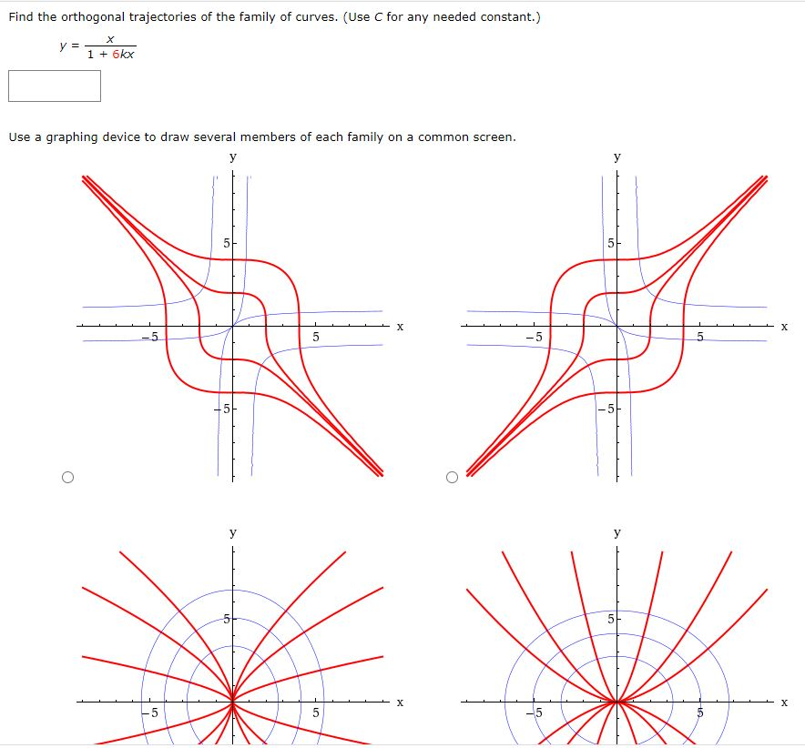 Solved Find the orthogonal trajectories of the family of | Chegg.com