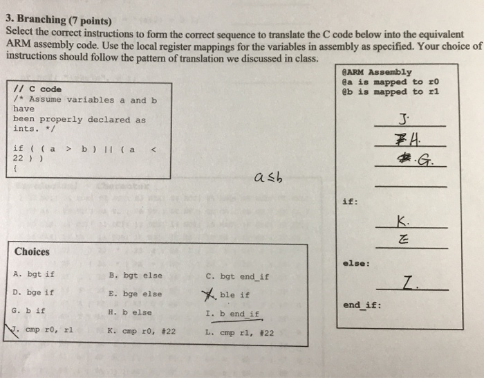 Solved 3. Branching (7 points) Select the correct | Chegg.com