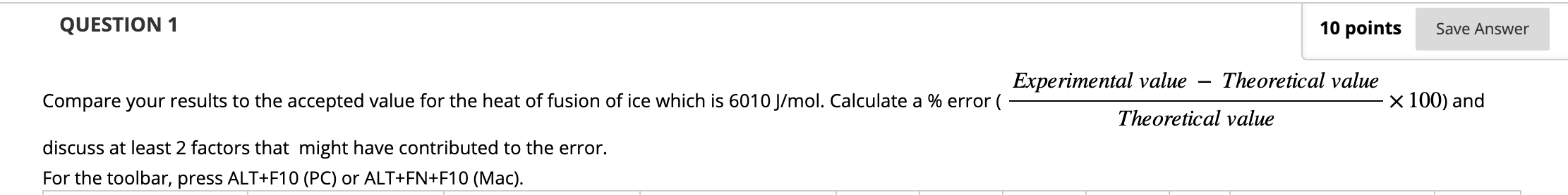 Compare your results to the accepted value for the | Chegg.com