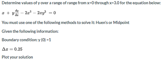 Solved Determine values of y over a range of range from x=0 | Chegg.com