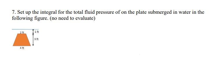 Solved 7. Set up the integral for the total fluid pressure | Chegg.com