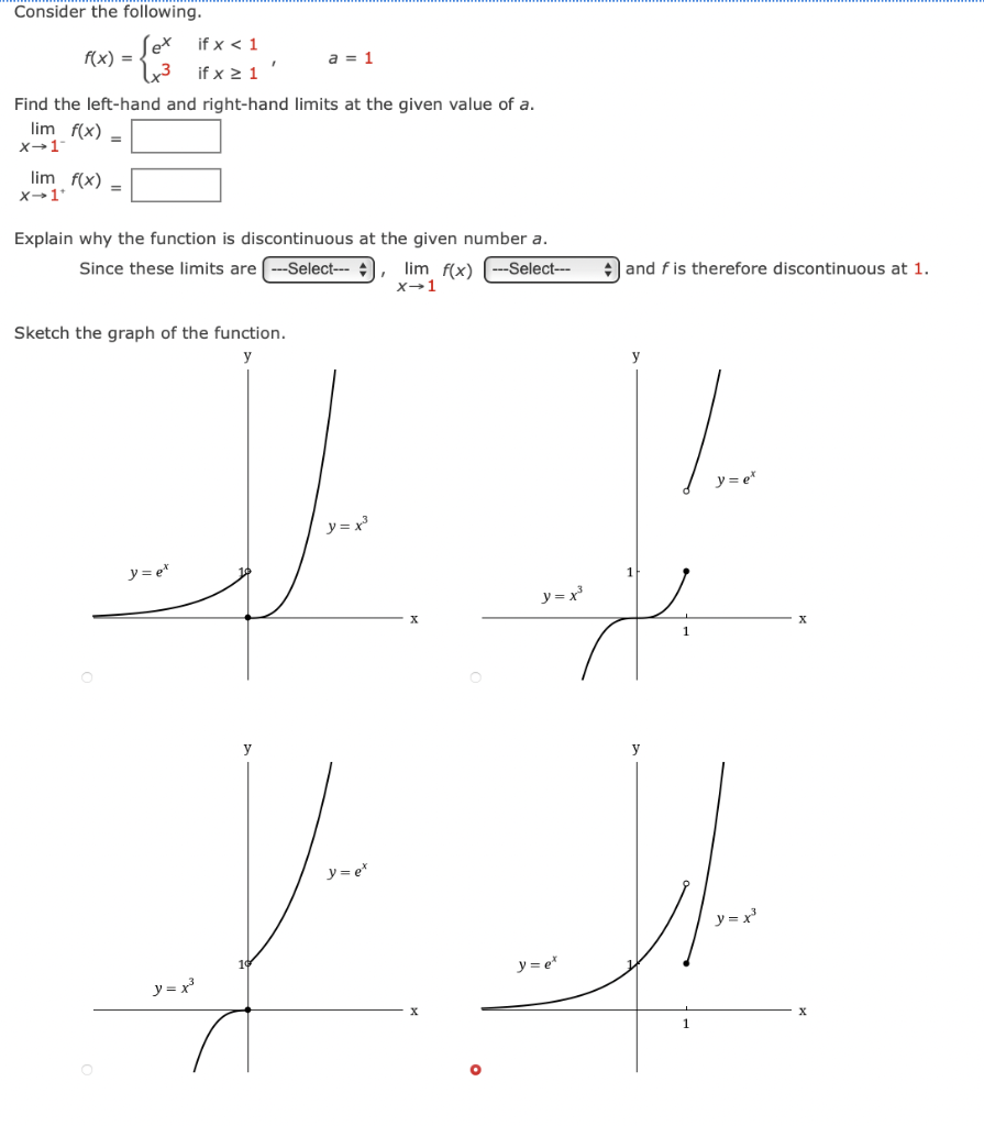 Solved f(x)={exx3 if x