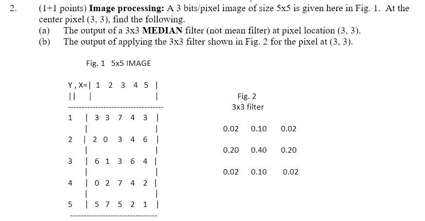 Solved (1+1 points) Image processing: A 3 bits/pixel image | Chegg.com