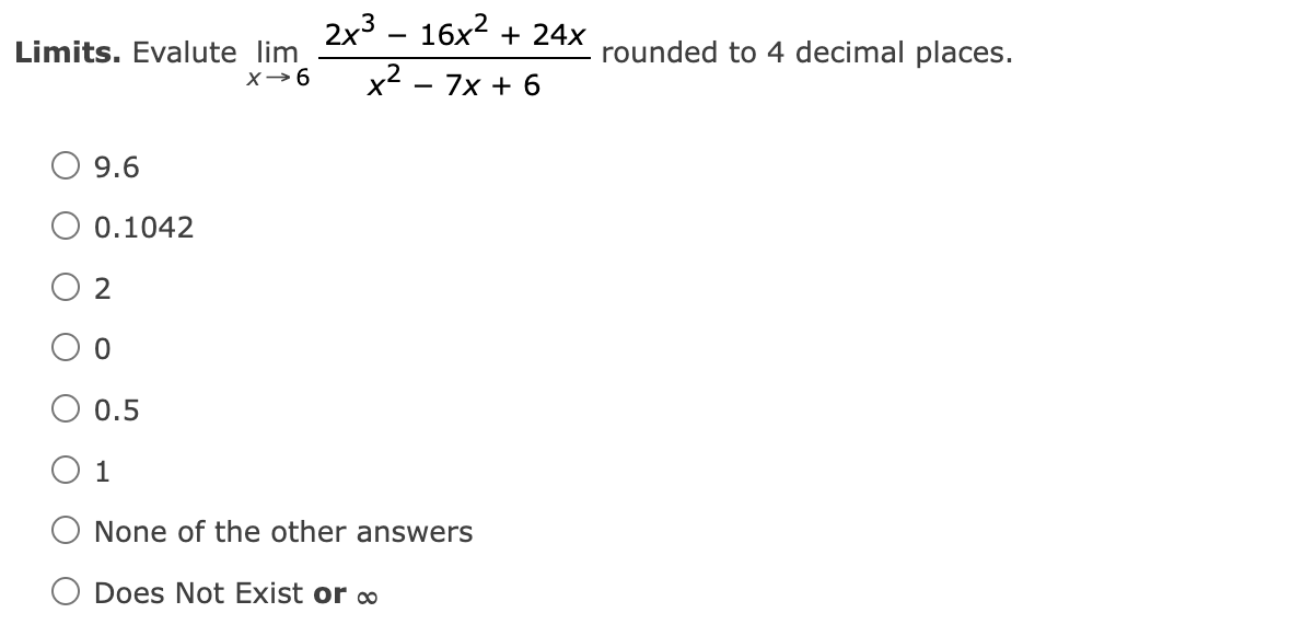 Solved t. limx→∞4x3+2x2−2x+145x4+4x2+3x−2= 5 None of the | Chegg.com