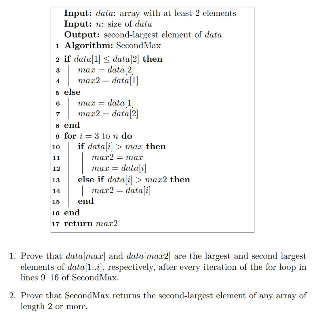 Solved data: array with at least 2 elements Input: Input: n: | Chegg.com