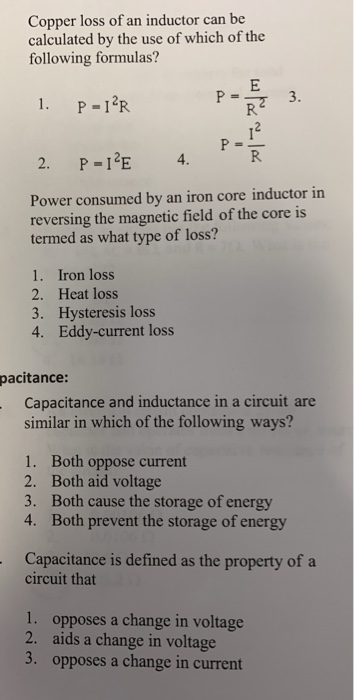 Solved Copper loss of an inductor can be calculated by the | Chegg.com