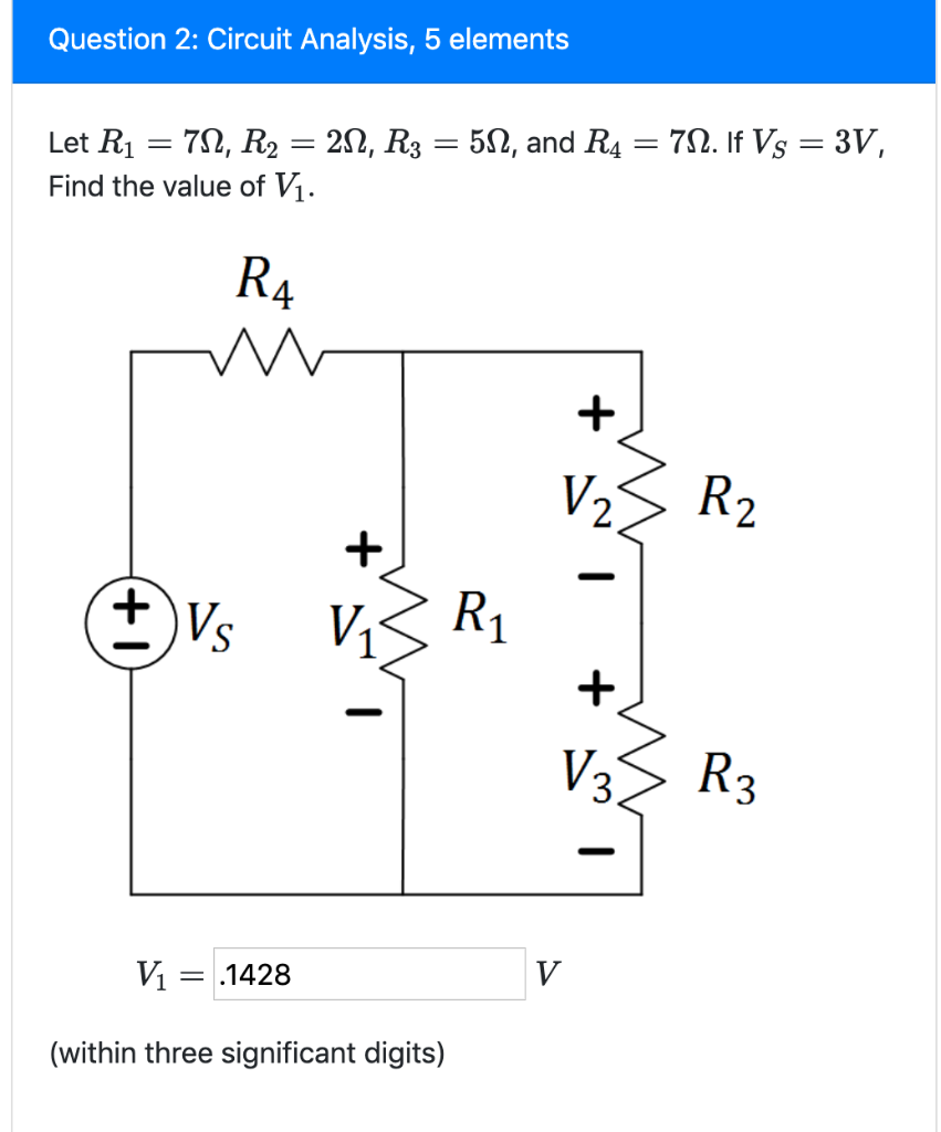 Solved Question 2: Circuit Analysis, 5 elements 7. If Vs 3V | Chegg.com