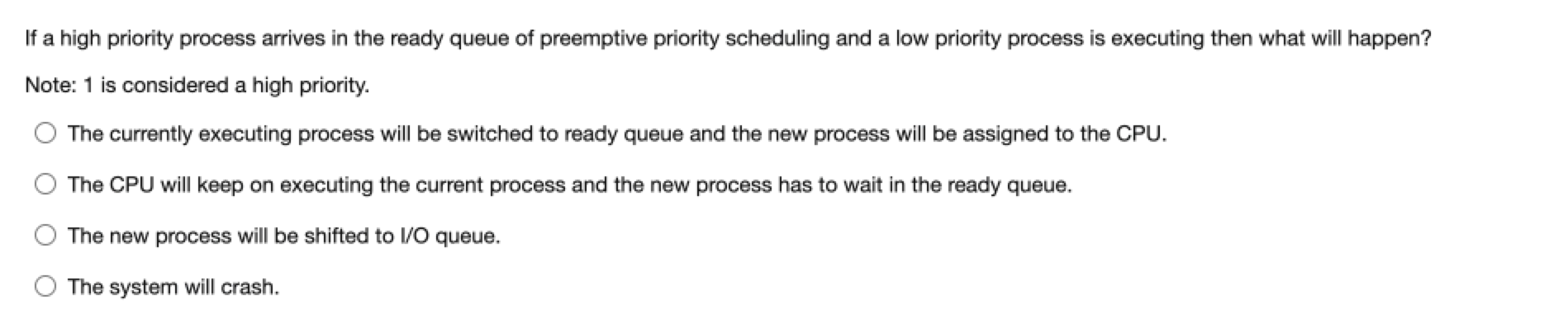 Solved If a high priority process arrives in the ready queue | Chegg.com