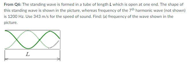 Solved The standing wave is formed in a tube of length L | Chegg.com