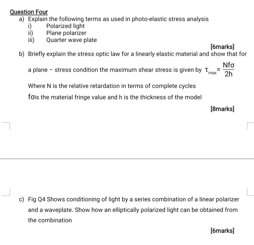 question Four a) Explain the following terms as used | Chegg.com