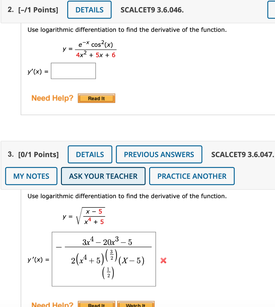 Solved 2. (-/1 Points] DETAILS SCALCET9 3.6.046. Use | Chegg.com