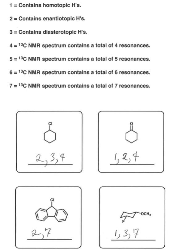 Solved 1 = Contains homotopic H's. 2 = Contains enantiotopic | Chegg.com