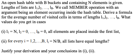 Solved An open hash table with B buckets and containing N | Chegg.com