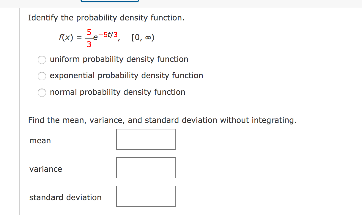 Solved Use the given probability density function over the | Chegg.com