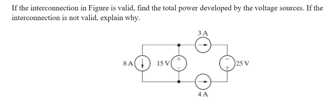 Solved If the interconnection in Figure is valid, find the | Chegg.com