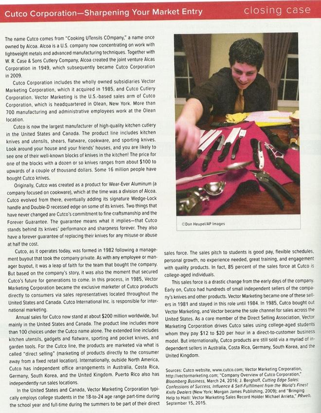 Solved 1. The Cutco brand is affiliated with | Chegg.com